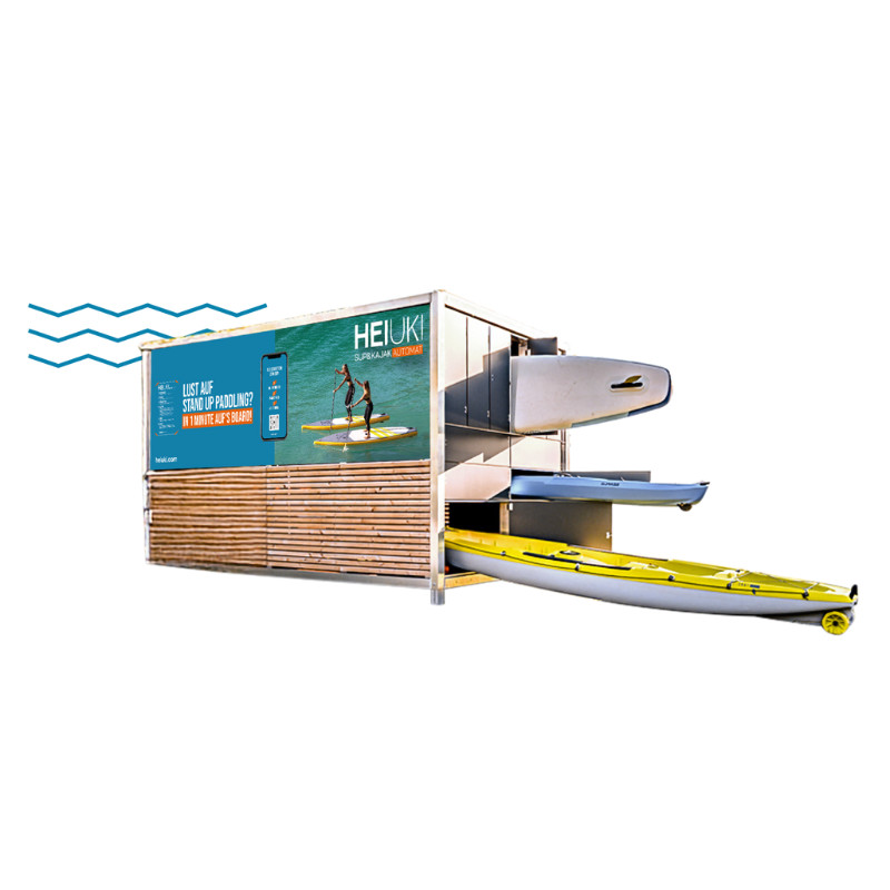 Volautomatische SUP Kajak Verhuurautomaat voor het huren van SUP's en ...